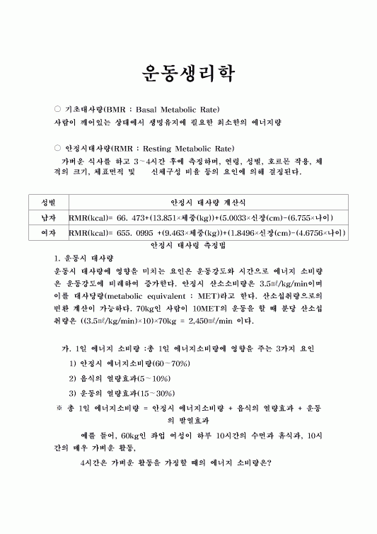 [기타] 운동생리학