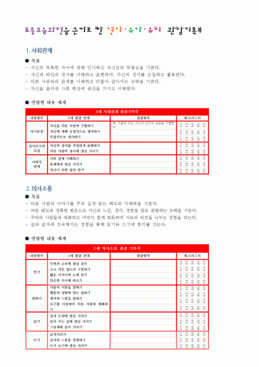 영유아 발달 관찰지
