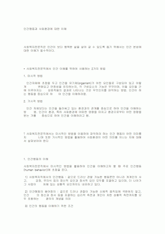 인간행동과 사회 환경 레포트