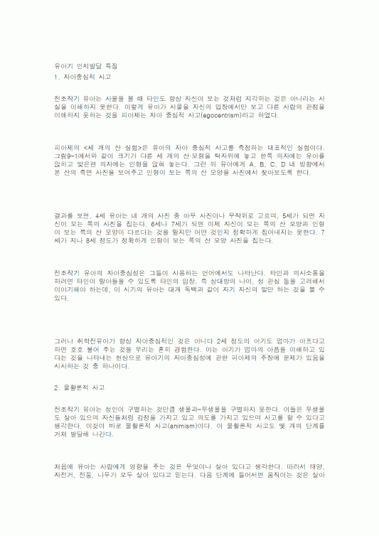 유아기,아동기 인지발달 외