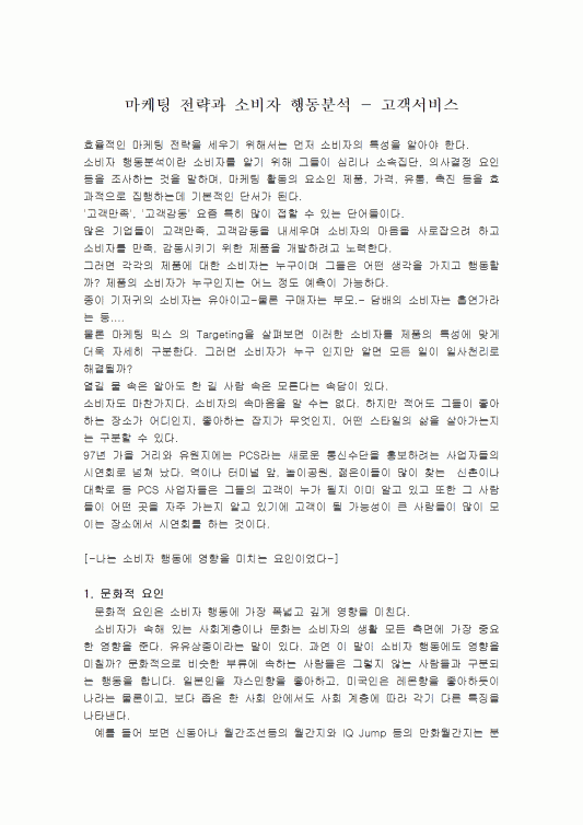 마케팅 전략과 소비자 행동분석 - 고객서비스