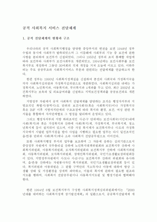 공적 전달체계의 현황과 구조