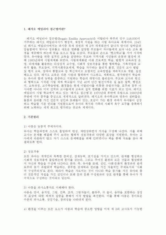 레지오 에밀리아 접근법 프로그램 전개 방법