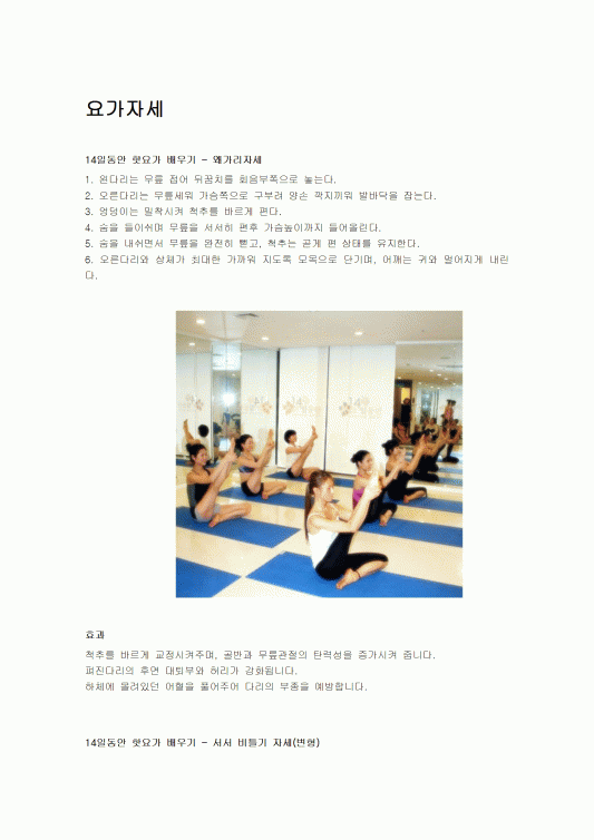 요가자세 레포트 자료