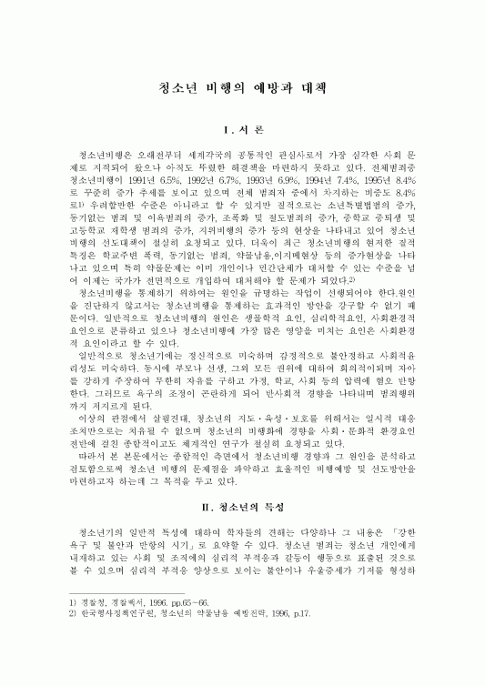 청소년 비행의 예방과 대책