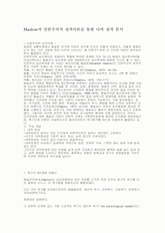 성격이론을 통한 나의 성격 분석
