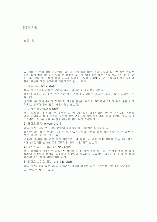 볼링의 기술 레포트 자료