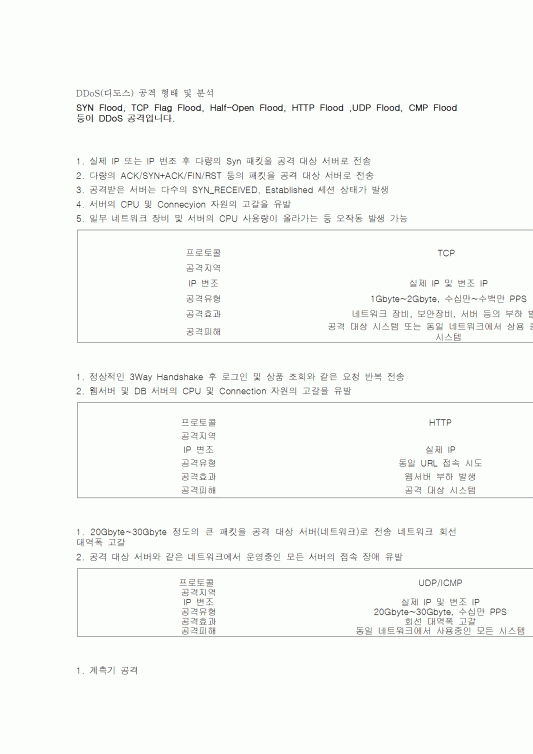 DDoS공격을 분석과 대비책