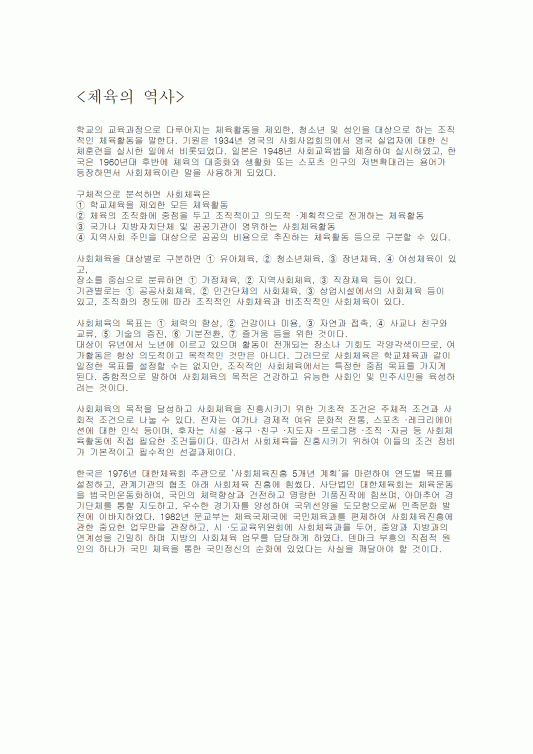 체육의 역사와 존재의 의미