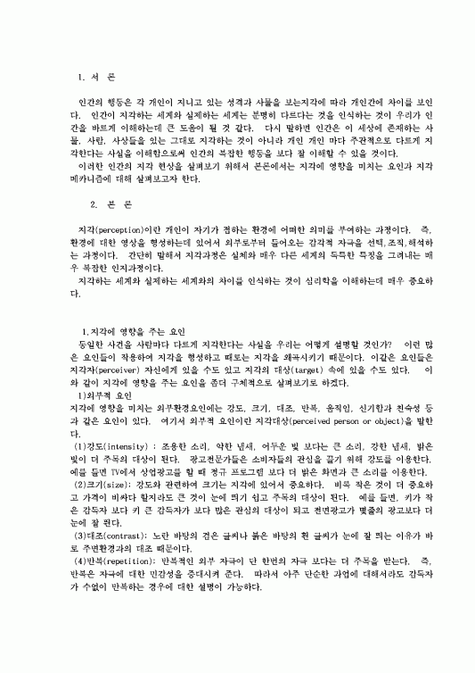 인간의 지각현상에 대한 고찰