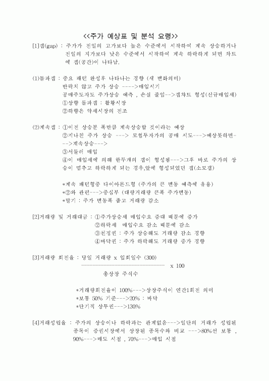 주가 예상표 및 분석요령