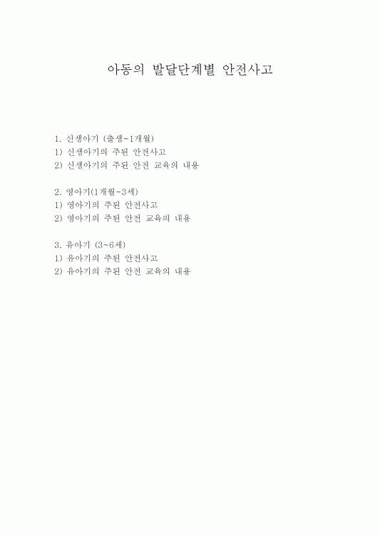 아동의 발달단계별 안전사고 [아동복지]