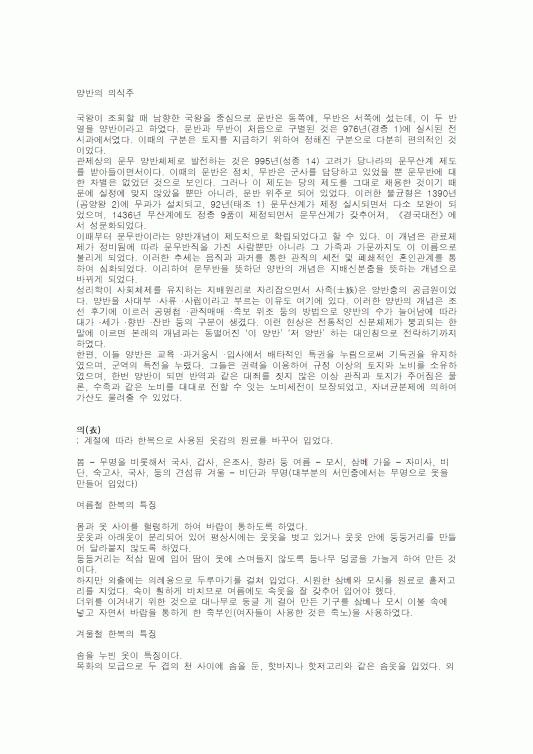 양반의 의식주