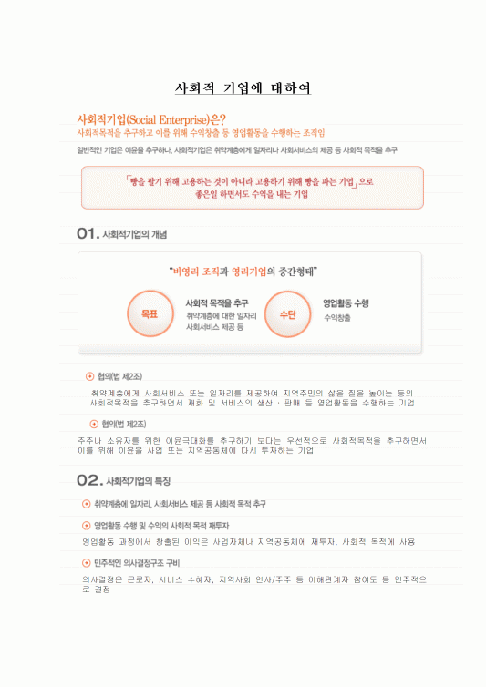 사회적 기업에 대하여