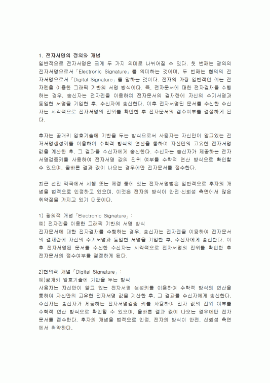 전자서명의 필요성(각 나라별, 미국, 호주, 독일, 일본, 한국의 활용 및 향후동향).hwp