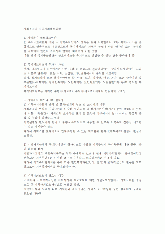 사회복지와 지역사회 네트워킹