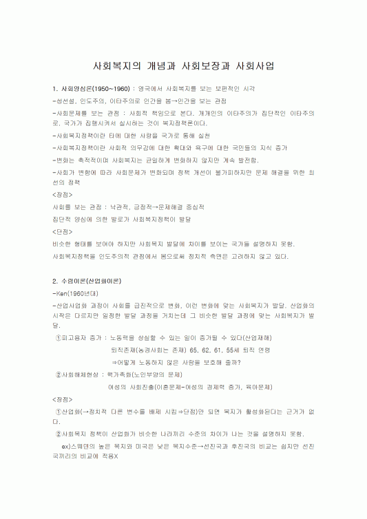 사회복지의 개념과 사회보장과 사회사업