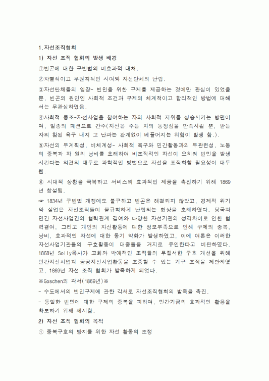 인보관 운동과 자선조직협회(C.O.S)에 대하여 설명하시오