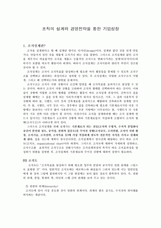 조직의 설계와 경영전략을 통한 기업성장