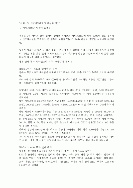 연구개발(R&D) 활성화 방안