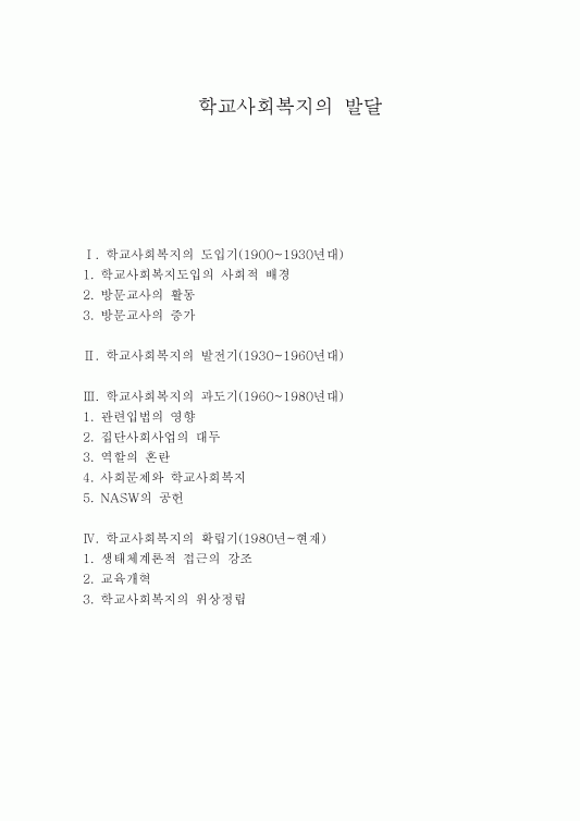 학교사회복지의 발달