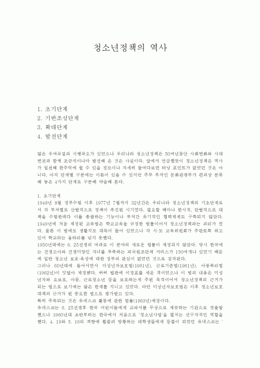 청소년정책의 역사
