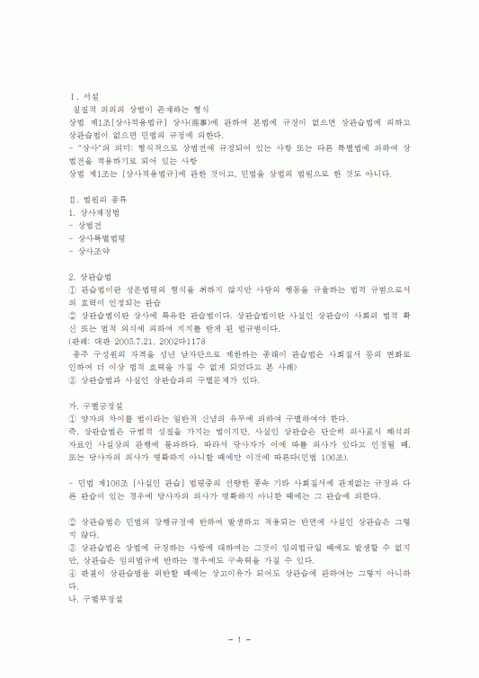 상관습과 상사관습법의 비교