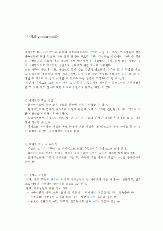 가계도와 생태도 가계도 작성 시 유의점