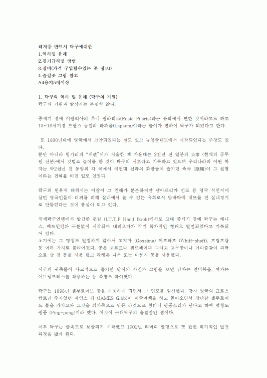 레저스포츠 탁구