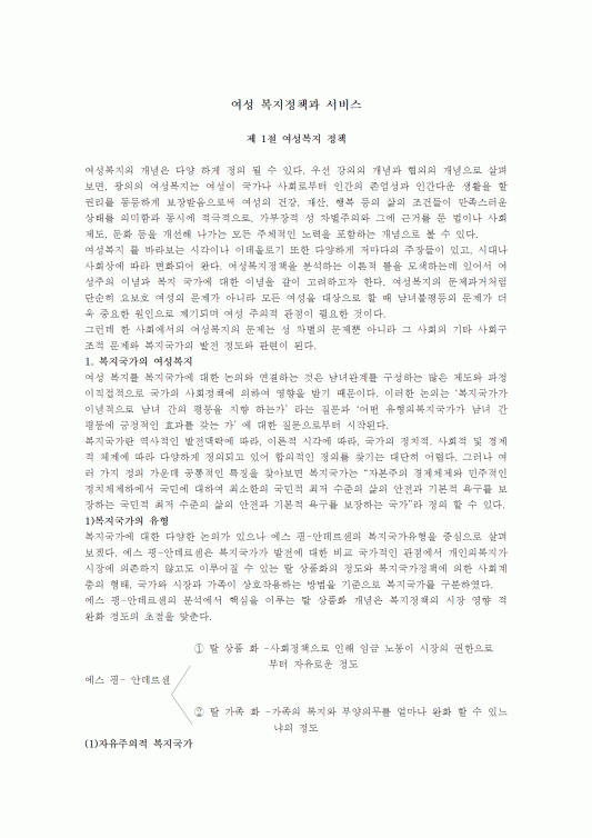 여성복지 정책과 서비스
