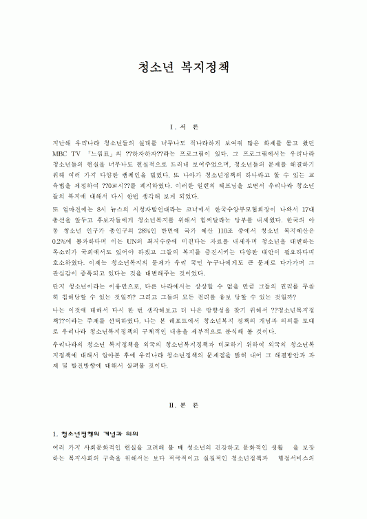 청소년 복지정책