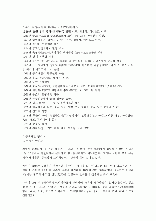중국 현대사 레포트 자료