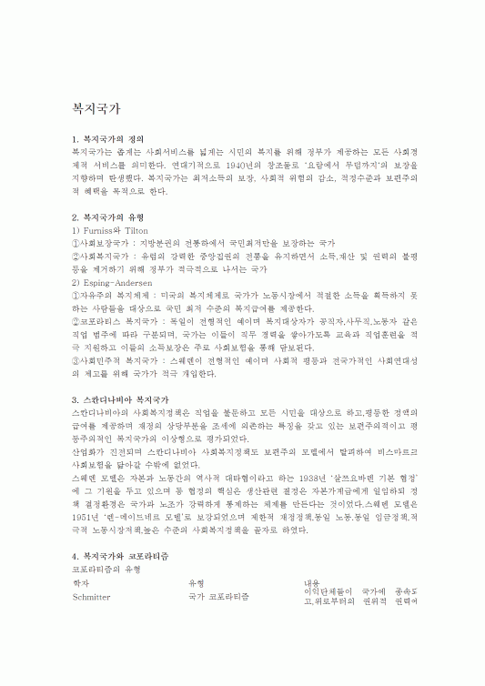 복지국가의 정의