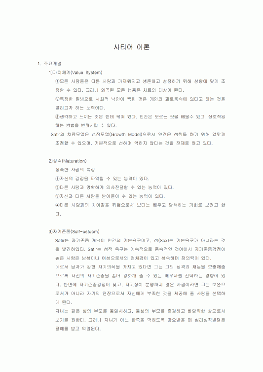 사티어 이론 레포트 자료