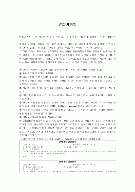 일화기록법 레포트 자료
