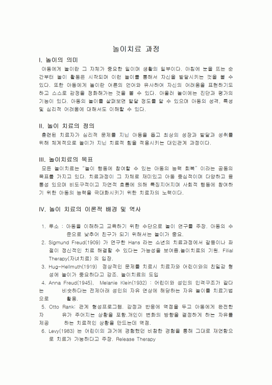 놀이치료 과정
