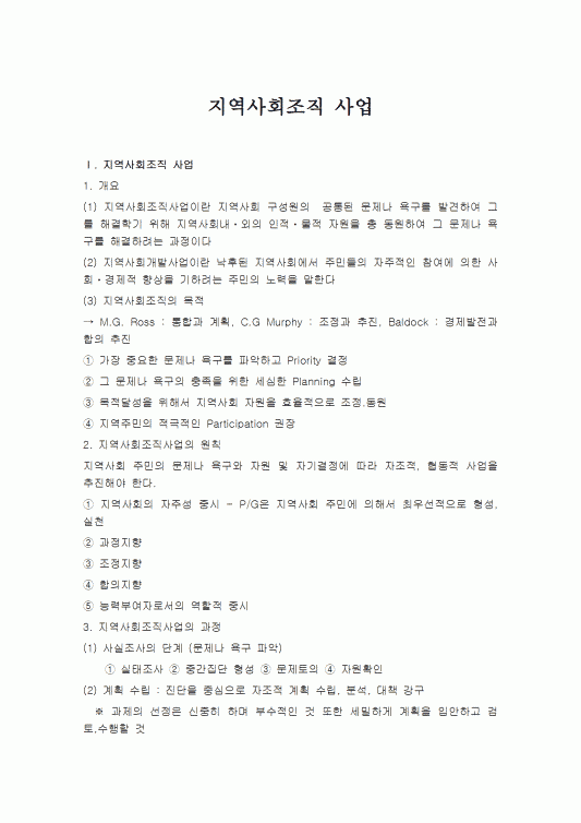 지역사회조직 사업