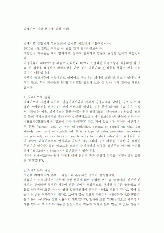 리베이트 레포트 자료
