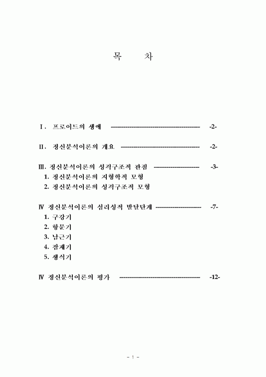 프로이드의 정신분석적 접근