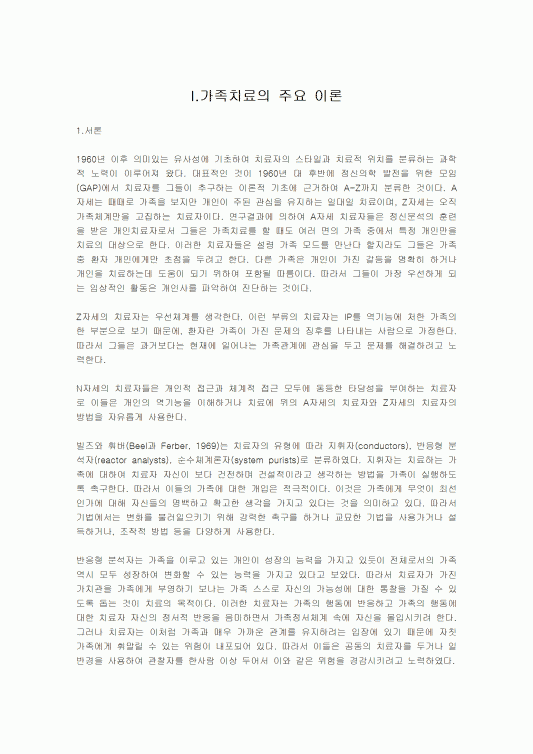 가족치료의 주요 이론