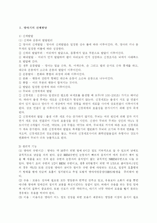 영아기의 신체발달,인지발달.사회성발달에 관하여 설명하시오