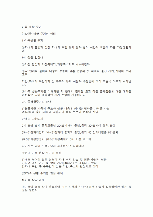 가족주기 레포트 자료