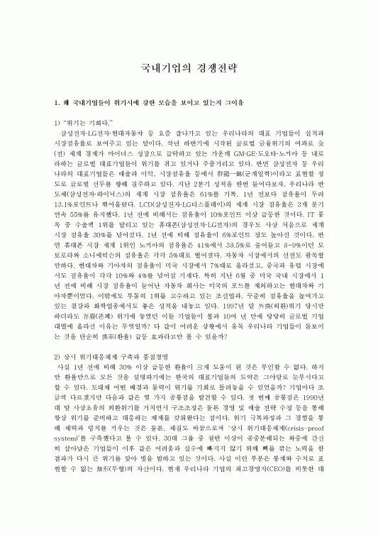 국내기업의 경쟁전략
