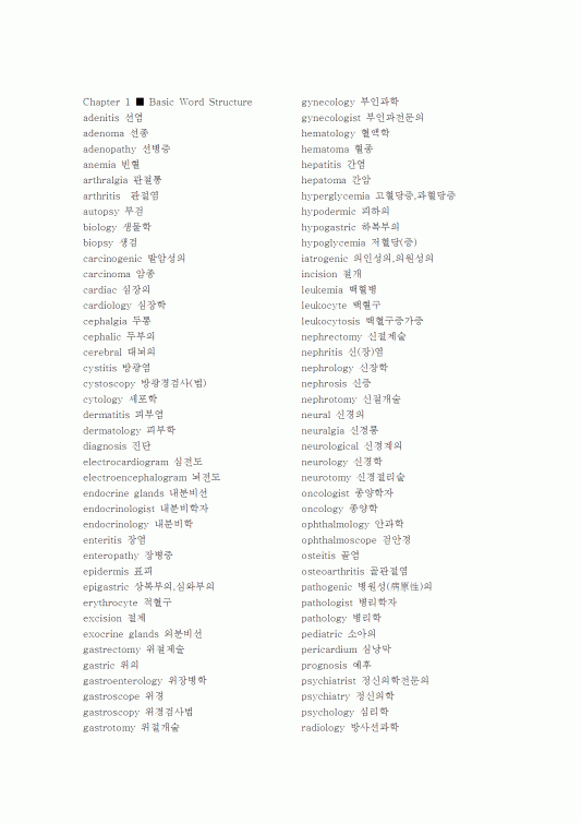 의학용어 요약