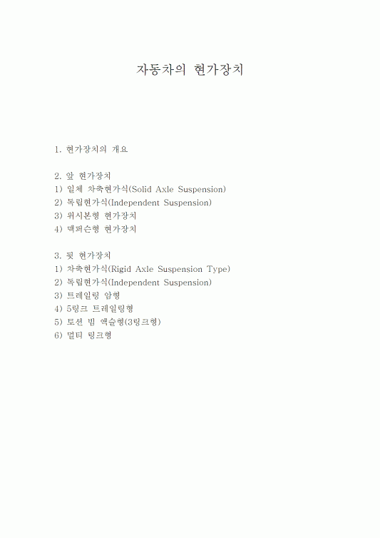 자동차의 현가장치