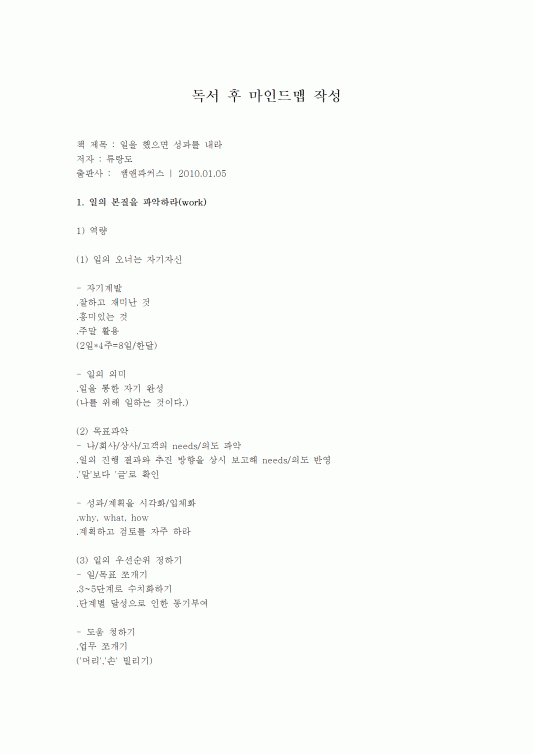독서후 마인드맵 작성