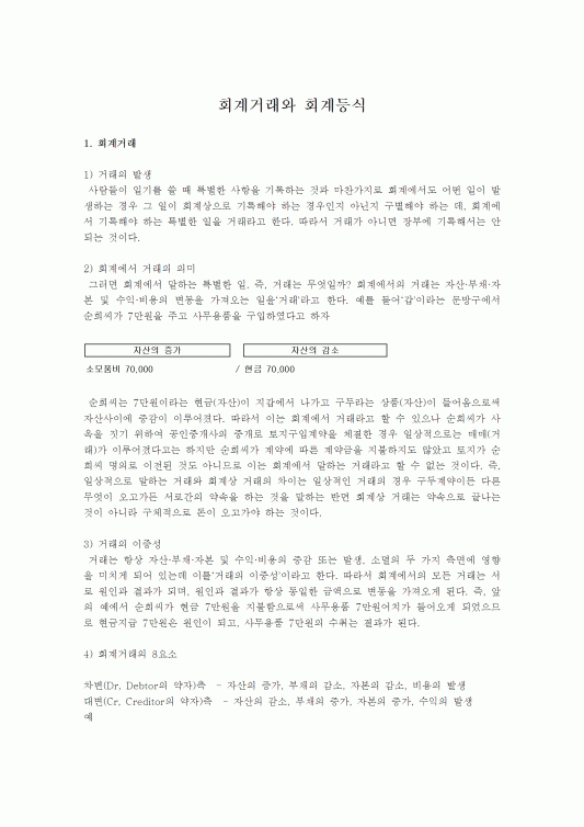 회계거래와 회계등식