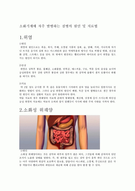 소화기계에 자주 발병하는 질병의 원인 및 치료법