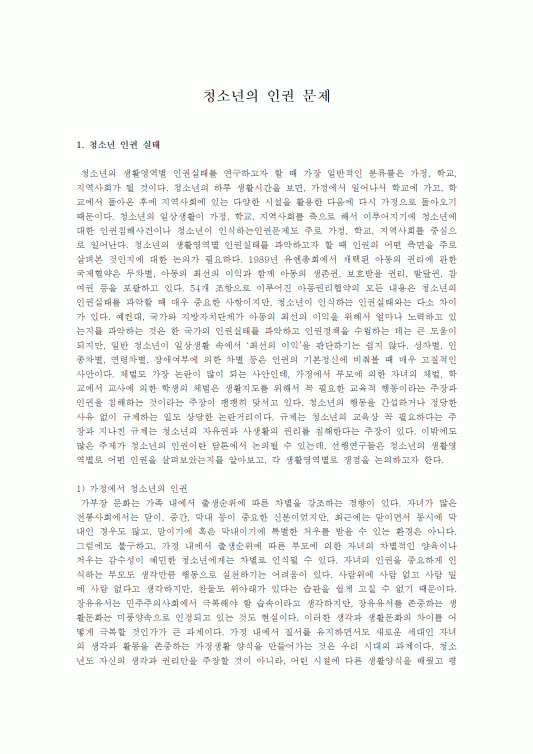 청소년의 인권 문제