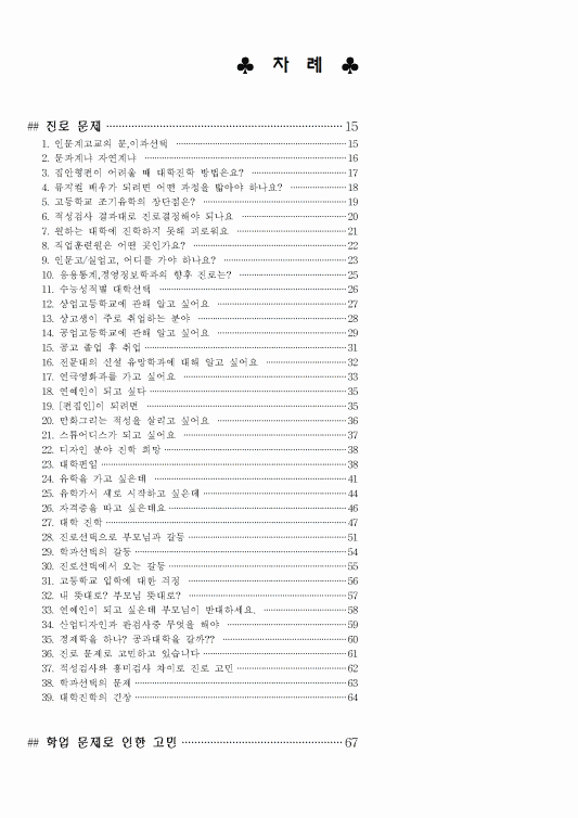 청소년 심리상담 각종 사례